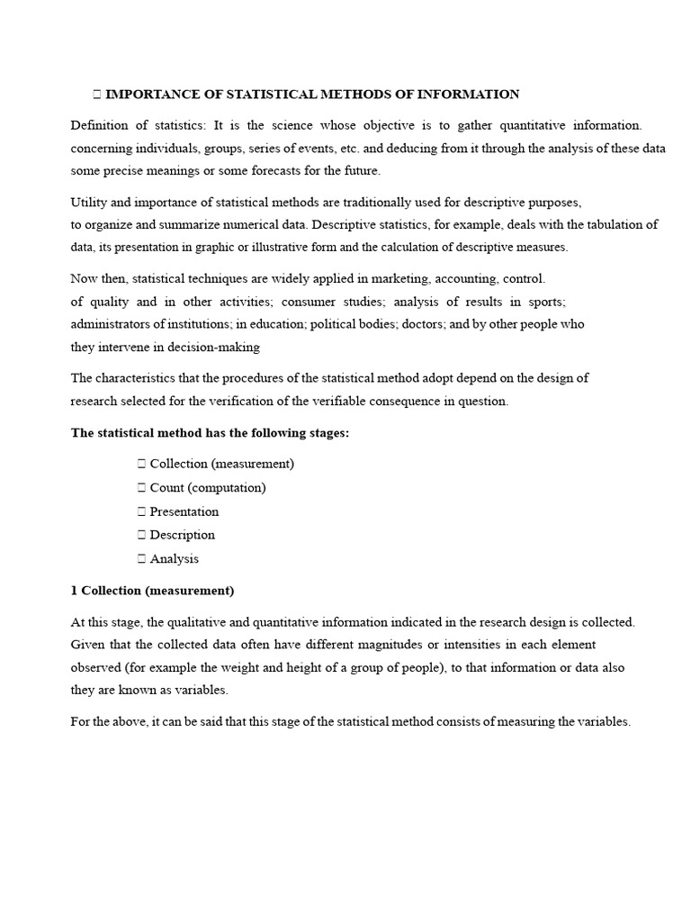 Importance of Statistical Methods | PDF | Probability Distribution ...