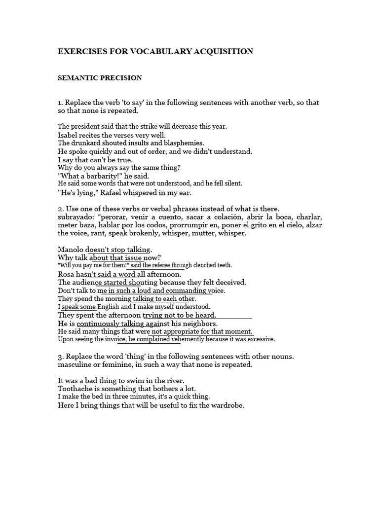 Precision Semantics Exercises | PDF | Semantics | Linguistic Typology