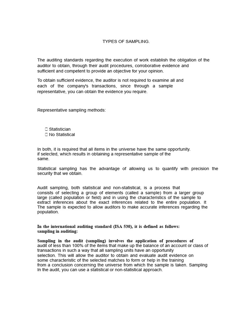 Types of Sampling in Auditing | PDF | Sampling (Statistics) | Audit