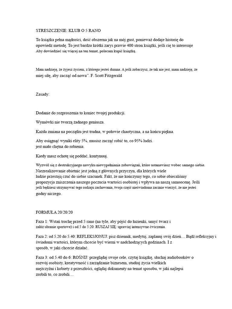 Klub Piątej Rano | PDF