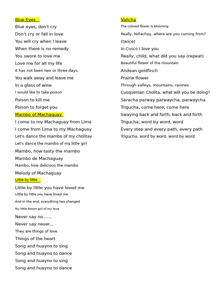 Blue Eyes With Chords 2 | PDF
