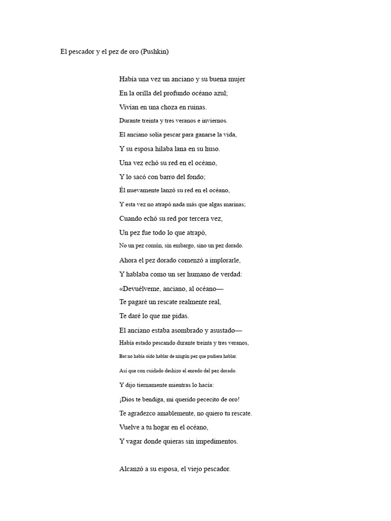 El pescador y el pez dorado: fábula de ambición | PDF