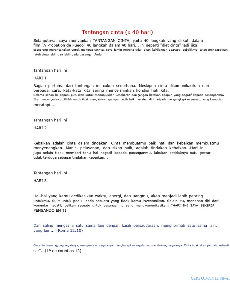 Tantangan Cinta (40 Hari) | PDF