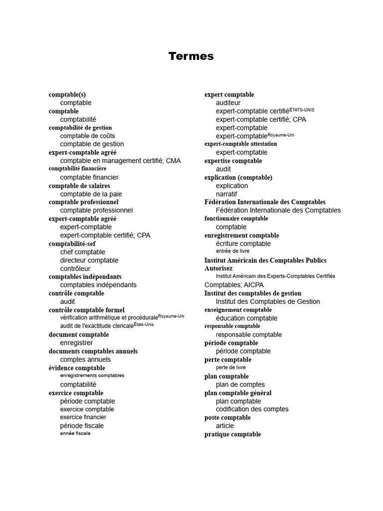 Glossaire des termes comptables essentiels | PDF | Comptabilité | Audit