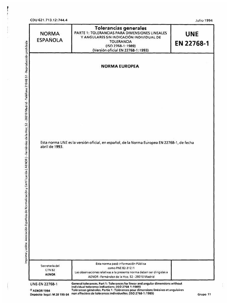 ISO 2768 - Part 1 - General Tolerances | PDF