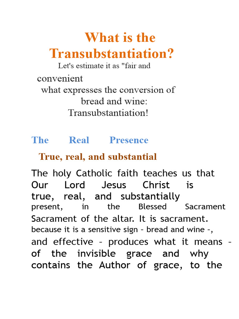 What Is Transubstantiation? | PDF | Eucharist | Christian Soteriology