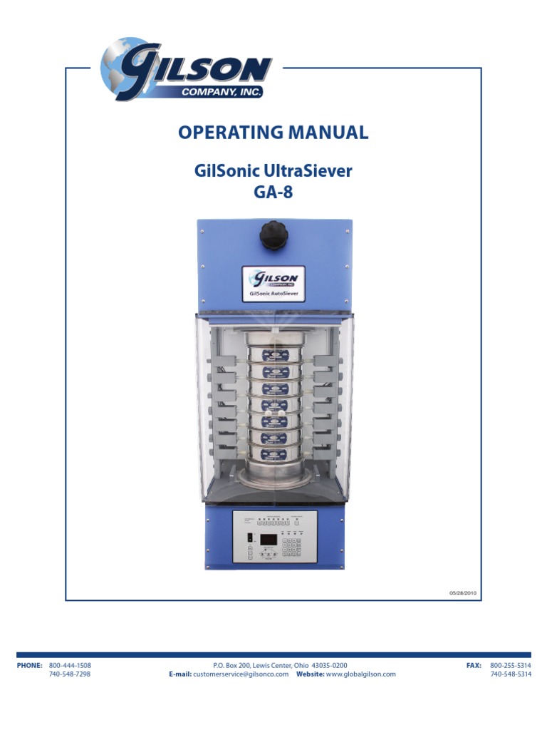 Gilsonic Ultrasiever - Manual | PDF | Calibration | Verification And ...
