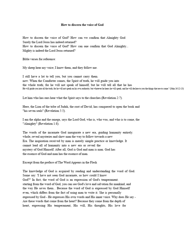 Discerning God's Voice and Guidance | PDF | Revelation | God
