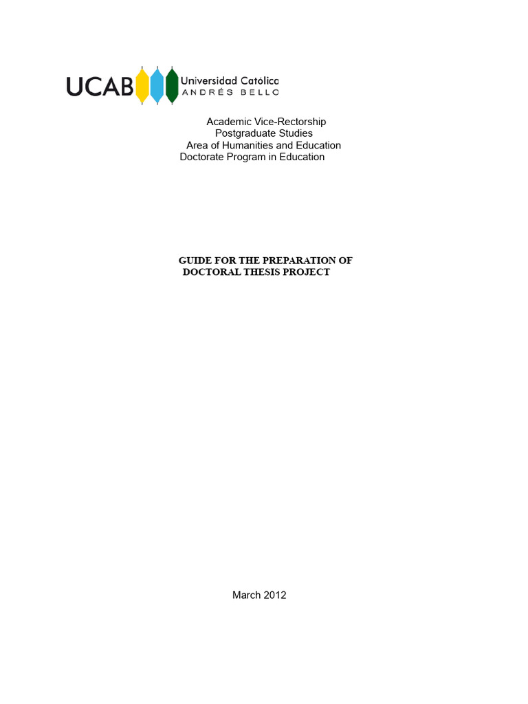DOCTORAL THESIS PROJECT MODEL UCAB | PDF | Methodology | Thesis