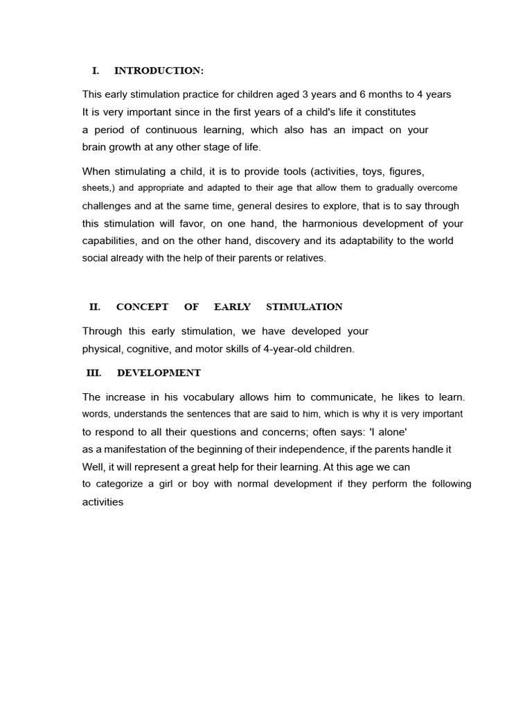 Early Stimulation for 4-Year-Olds | PDF | Infants | Learning