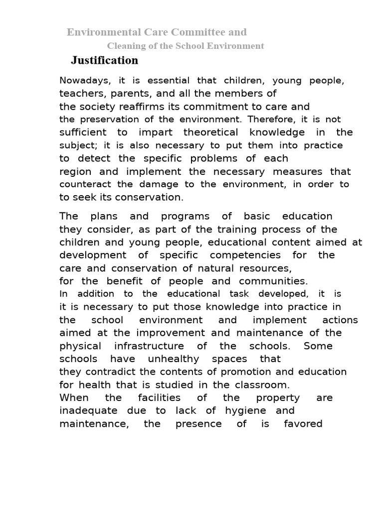 School Environmental Care Committee Guide | PDF | Sanitation | Natural ...