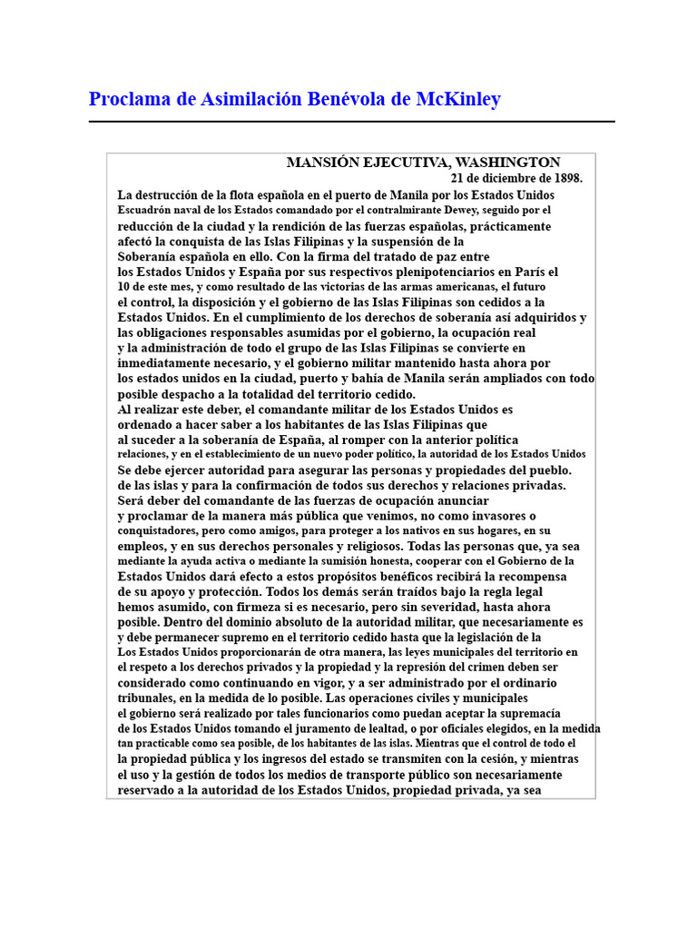 Asimilación Benevolente Pdf Los Estados Unidos España