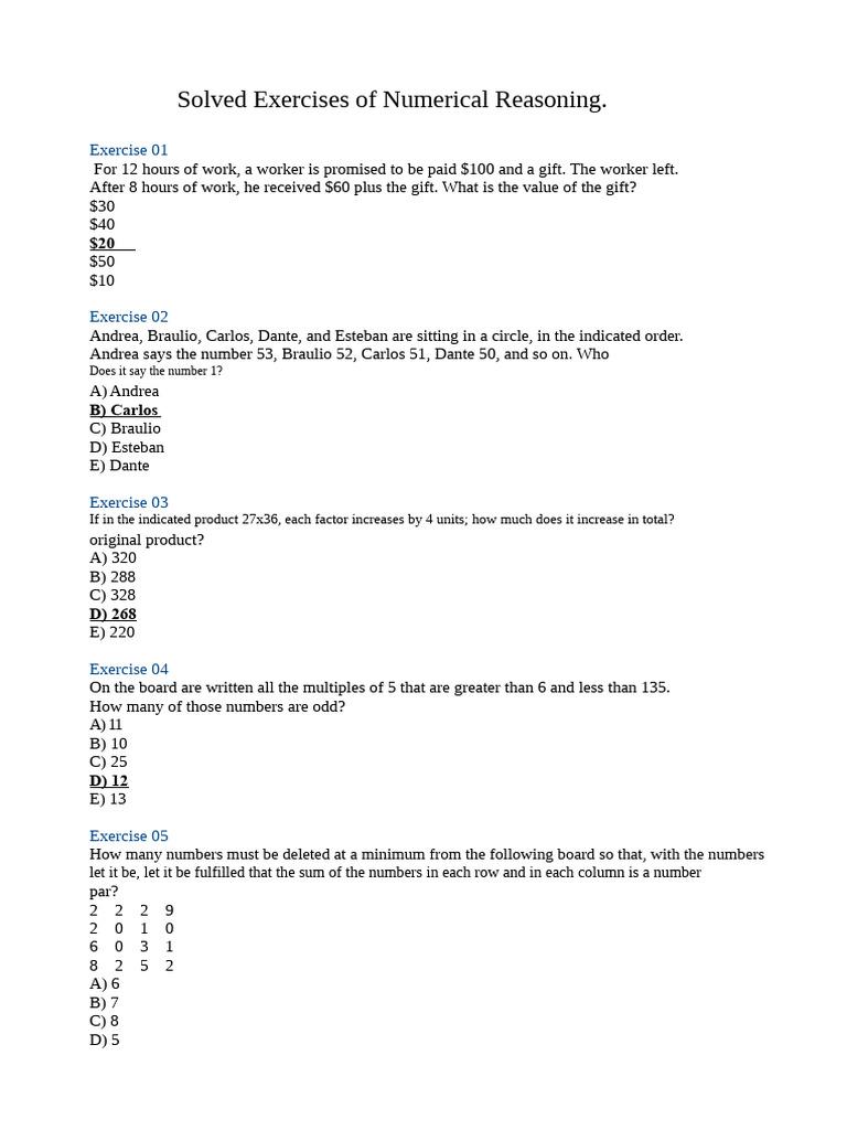 Numerical reasoning | PDF | Numbers | Mathematical Concepts