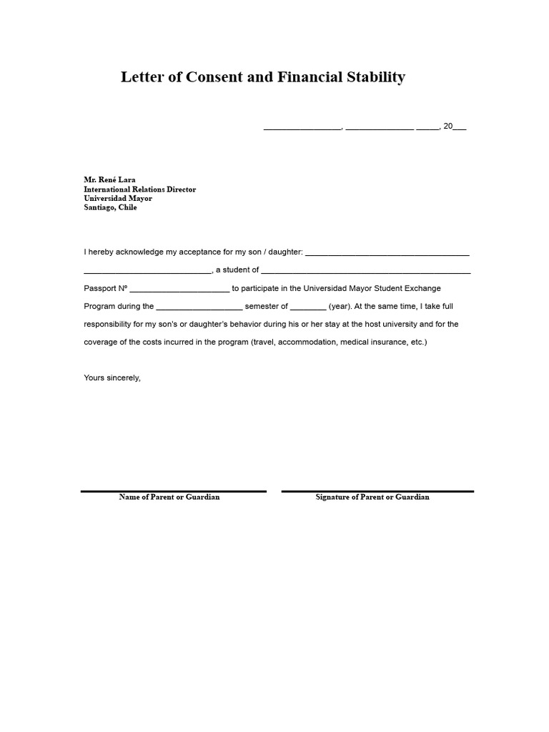 Consent Letter for Student Exchange Program | PDF