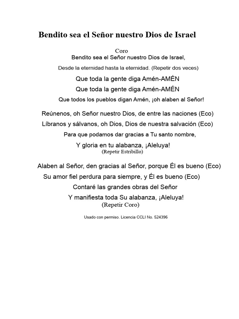 Alabanza al Señor Dios de Israel | PDF