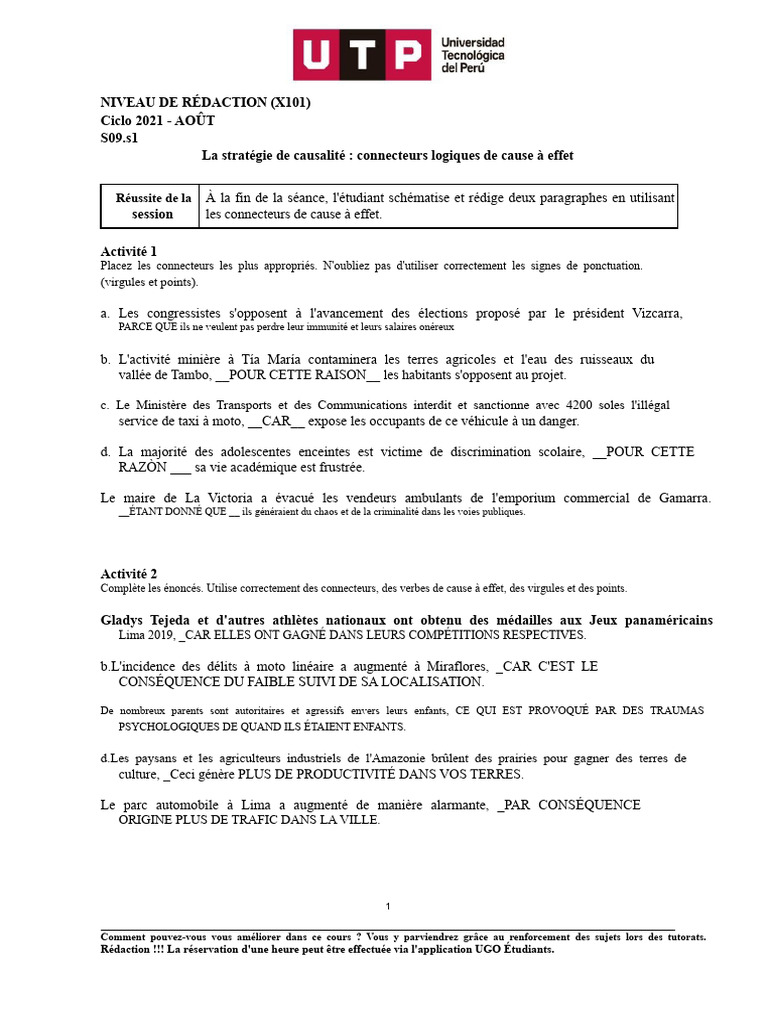 S09.s1 La Stratégie de Causalité. Connecteurs Logiques de Cause À Effet ...