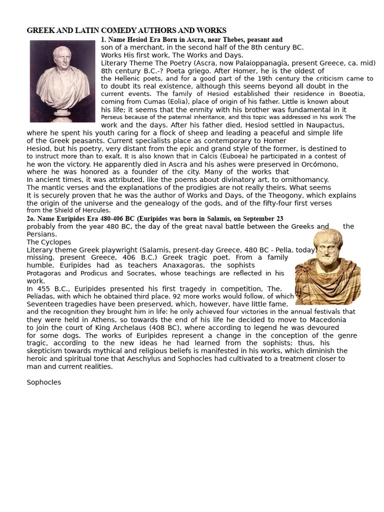Greco-Roman Comedy Authors and Works 2015 | PDF | Sophocles | Aeschylus