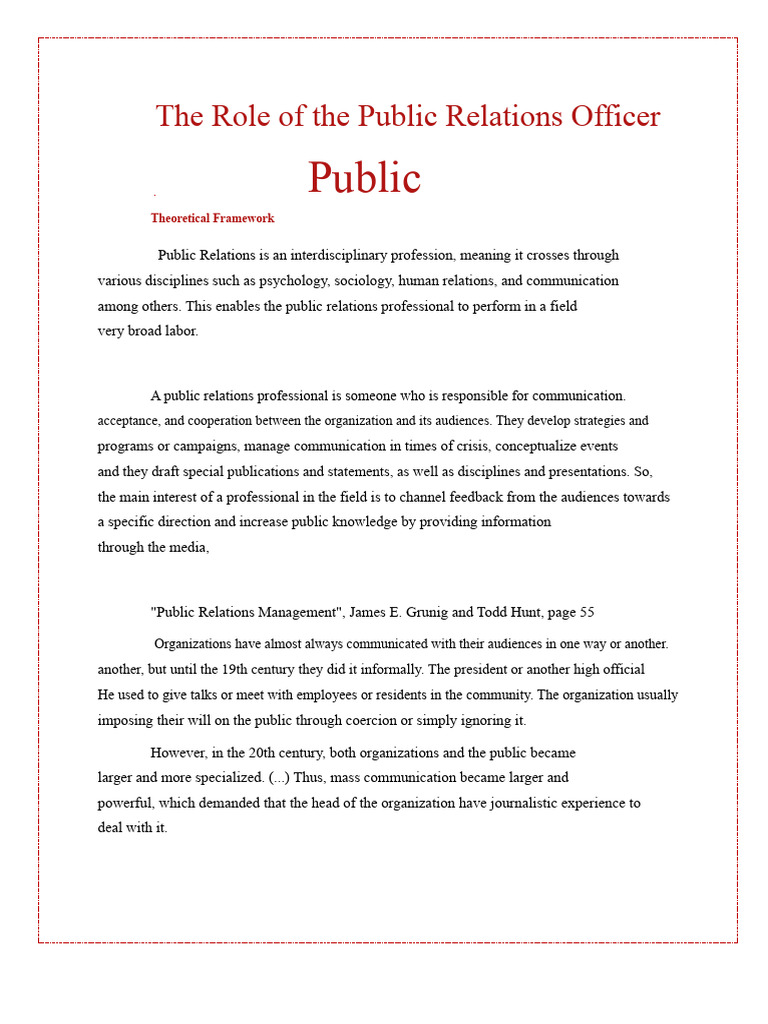 Understanding the Public Relations Officer | PDF | Public Relations ...