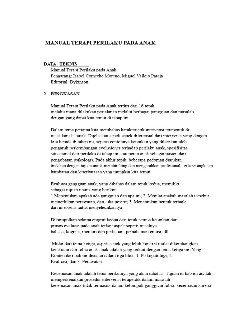 Manual Terapi Perilaku Pada Anak | PDF