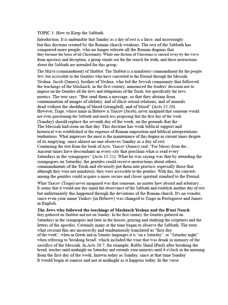How To Observe The Sabbath According To Jewish Traditions | PDF ...