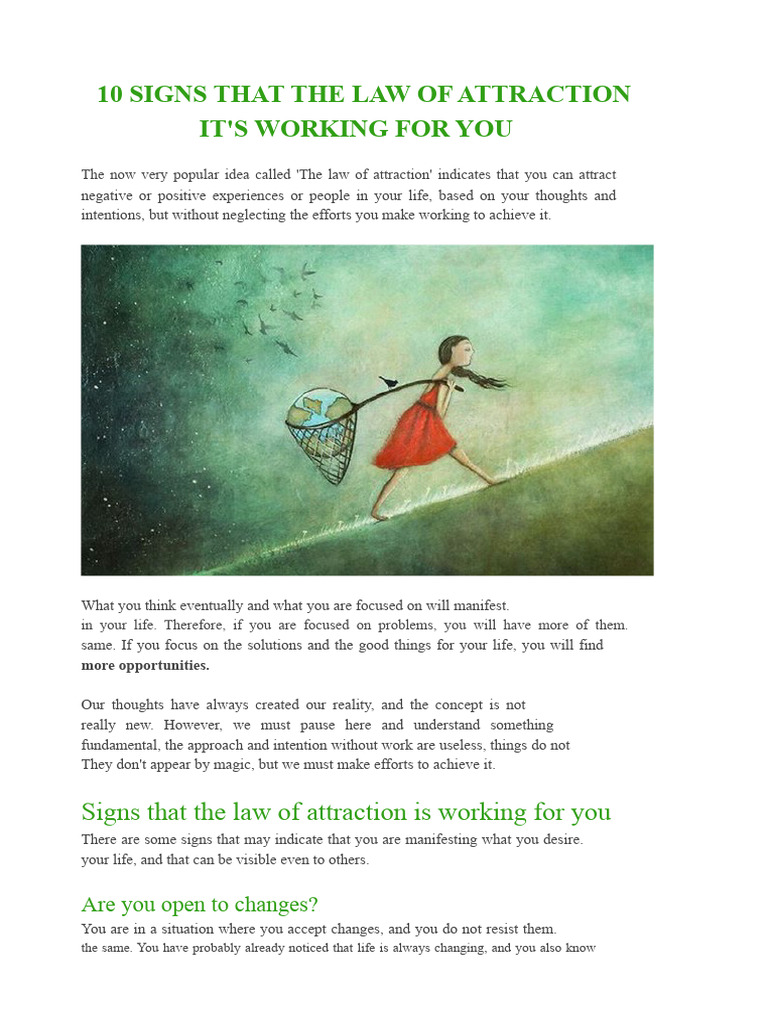10 Signs That The Law of Attraction Is Working For You | PDF | Law Of ...