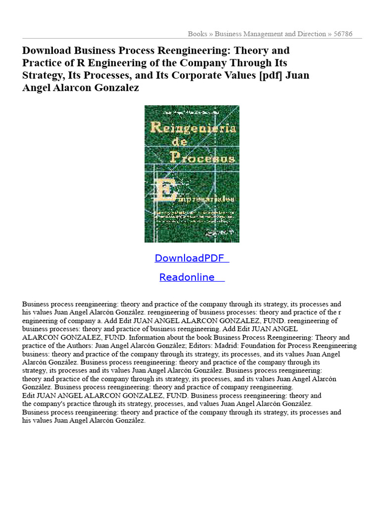 Business Process Reengineering Theory and Practice of Business ...