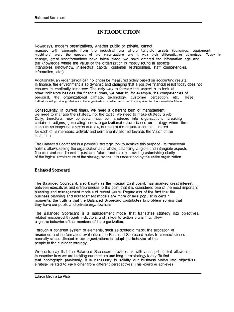introduction-to-the-balanced-scorecard | PDF | Business | Economies