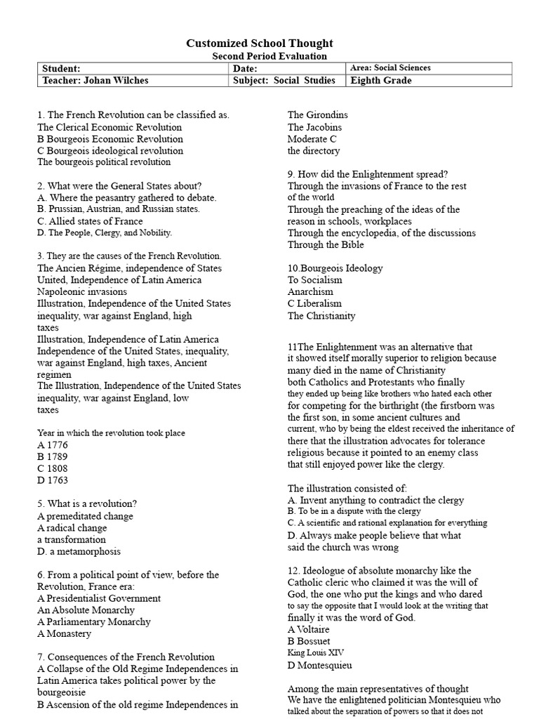 Social Studies Assessment Eighth Grade Second Period Final - Docx ...