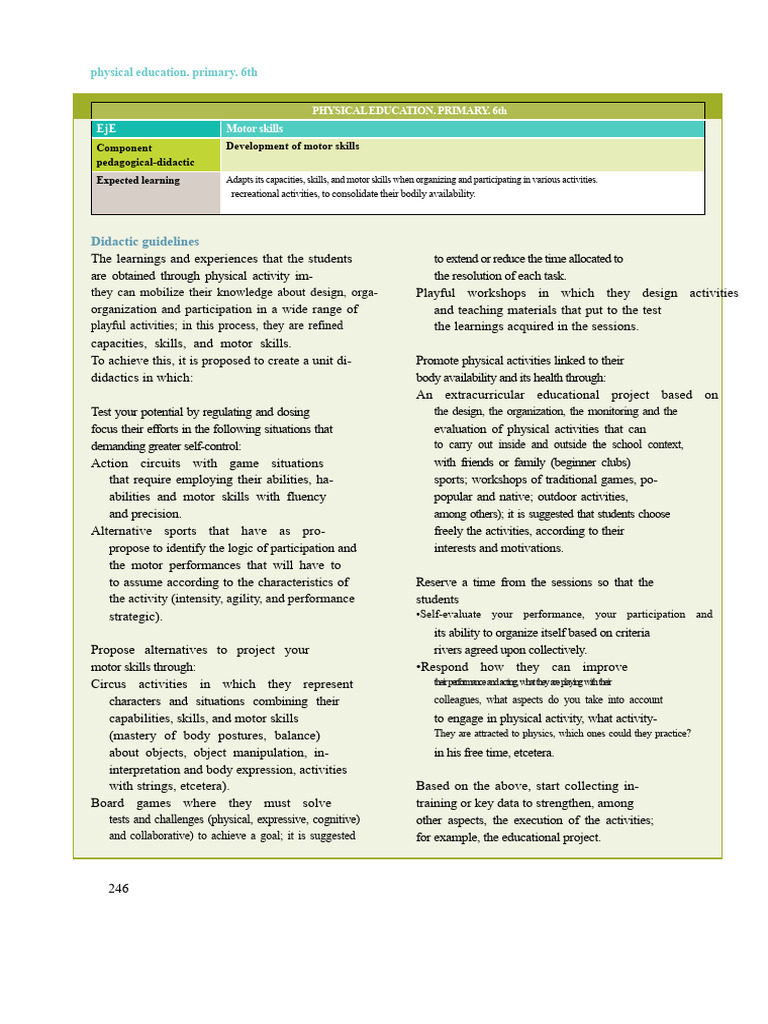 6th Grade Physical Education Curriculum | PDF | Learning | Physical ...