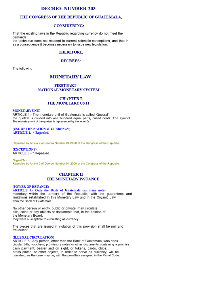Monetary Law | PDF | Legal Tender | Currency