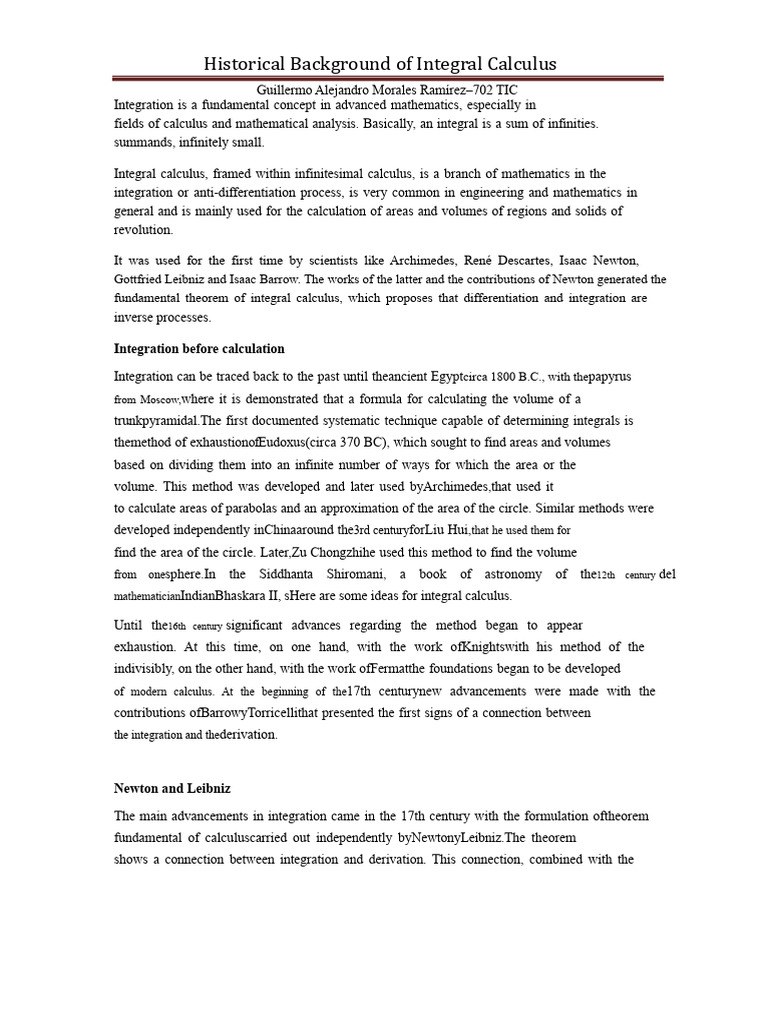 Historical Background of Integral Calculus | PDF | Integral | Calculus