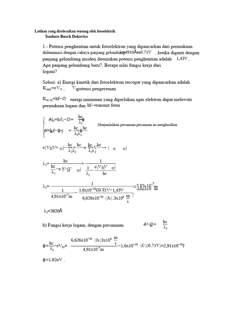 Latihan Efek Fotoelektrik dan Compton | PDF