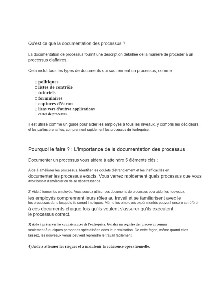 Guide complet sur la documentation des processus | PDF | Processus d ...