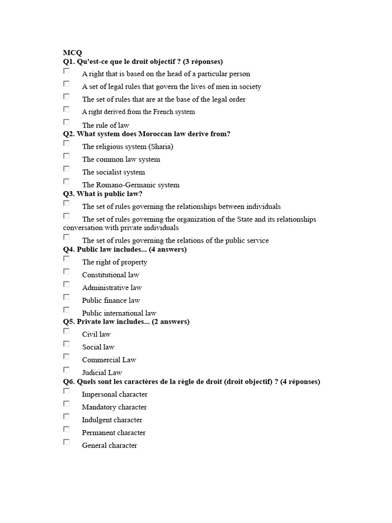 Law Multiple Choice Questions | PDF | Crimes | Crime & Violence
