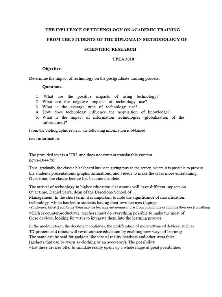 Technology's Impact on Academic Training | PDF | Educational Technology ...