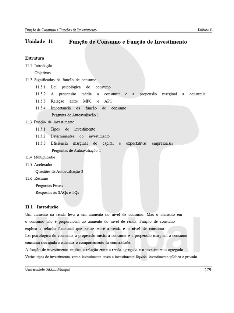 Função de Consumo e Investimento Econômico | PDF | Investimentos | Economia