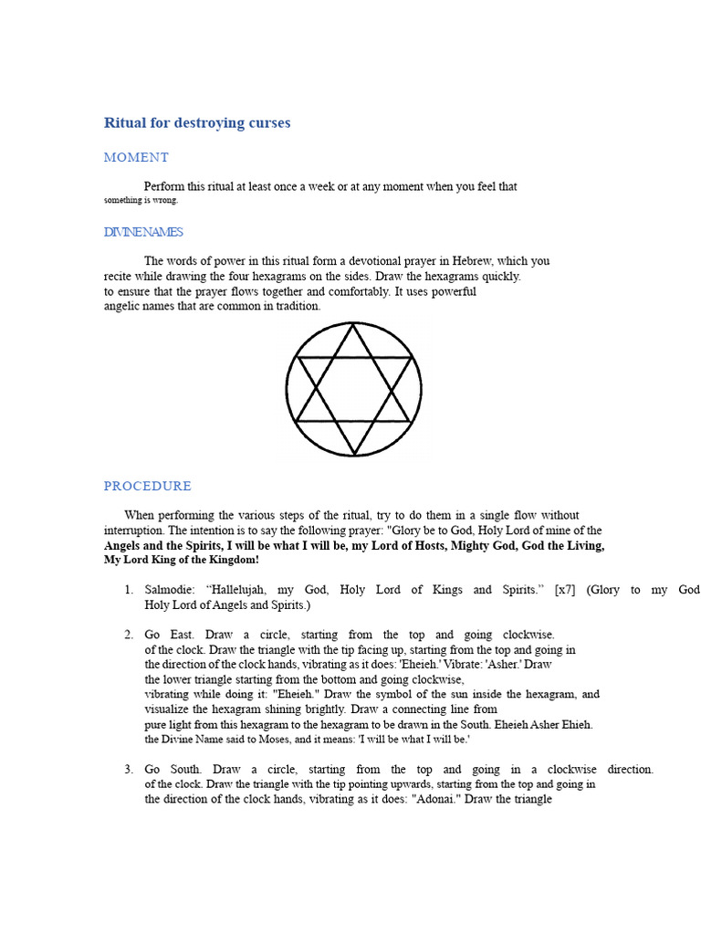Curse Destruction Ritual Guide | PDF | Prayer | God
