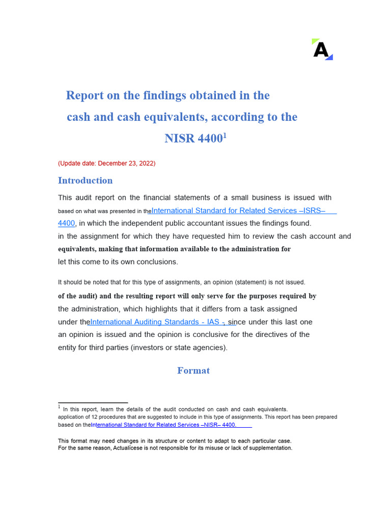 Audit Report on Cash and Equivalents | PDF | Audit | Internal Control