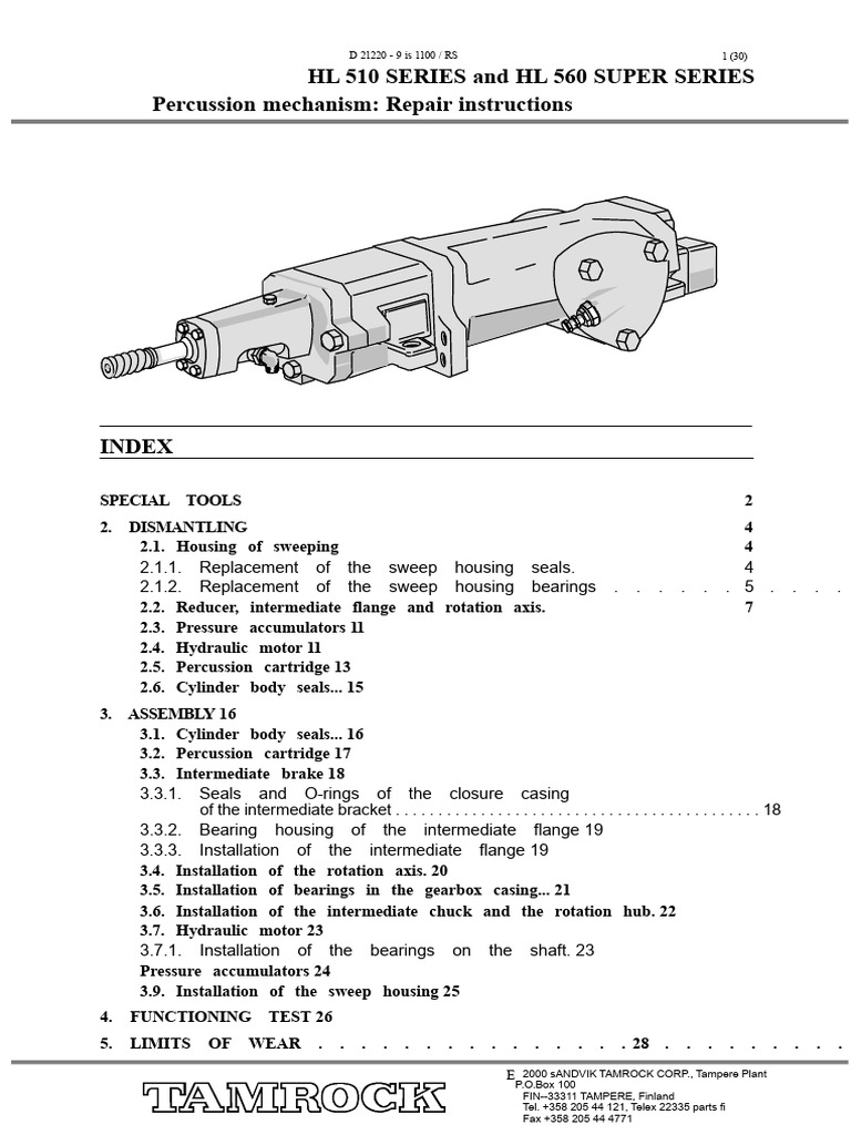 S03 Rock Drill HL510-560 Repair Instructions - SP - PDF JUMBO DD210 ...