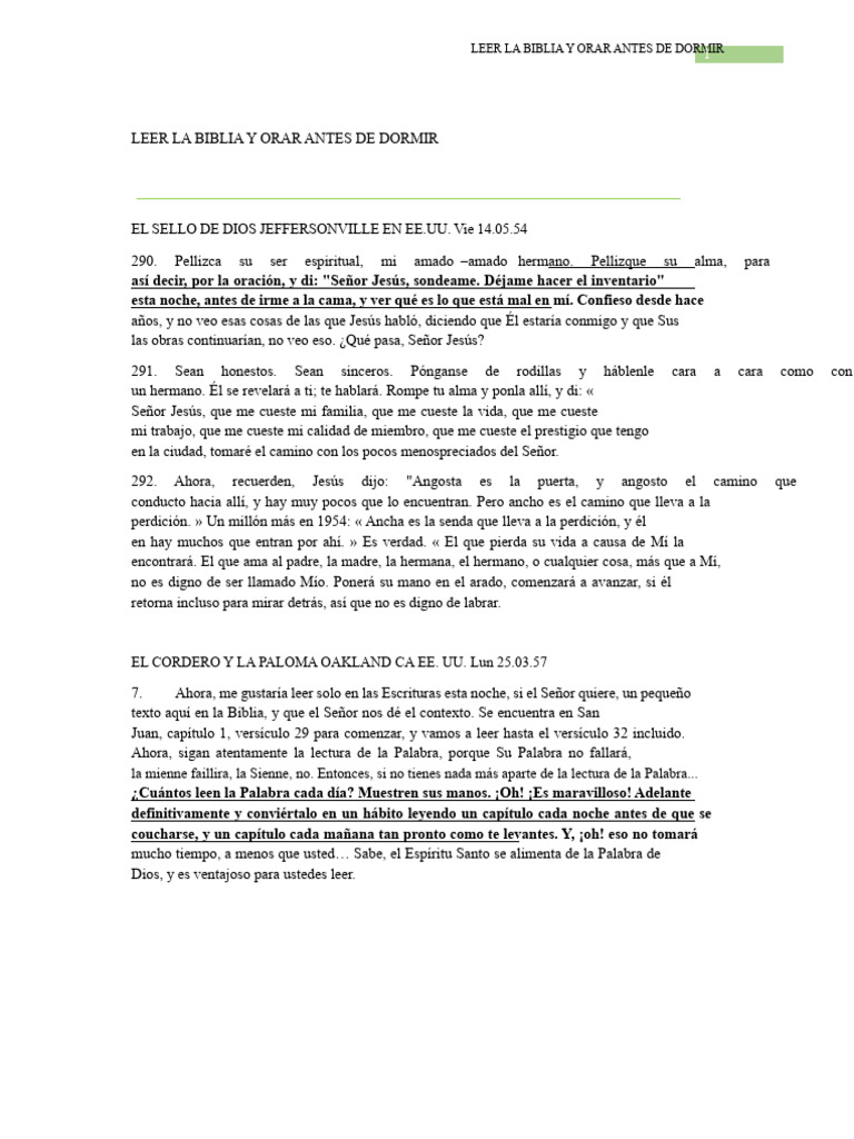 Leer La Biblia y Orar Antes de Dormir | PDF | Oración | Espiritualidad