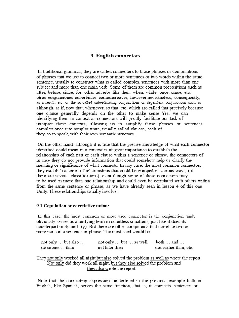 Connectors in English 2 | PDF | Linguistic Morphology | Semantics