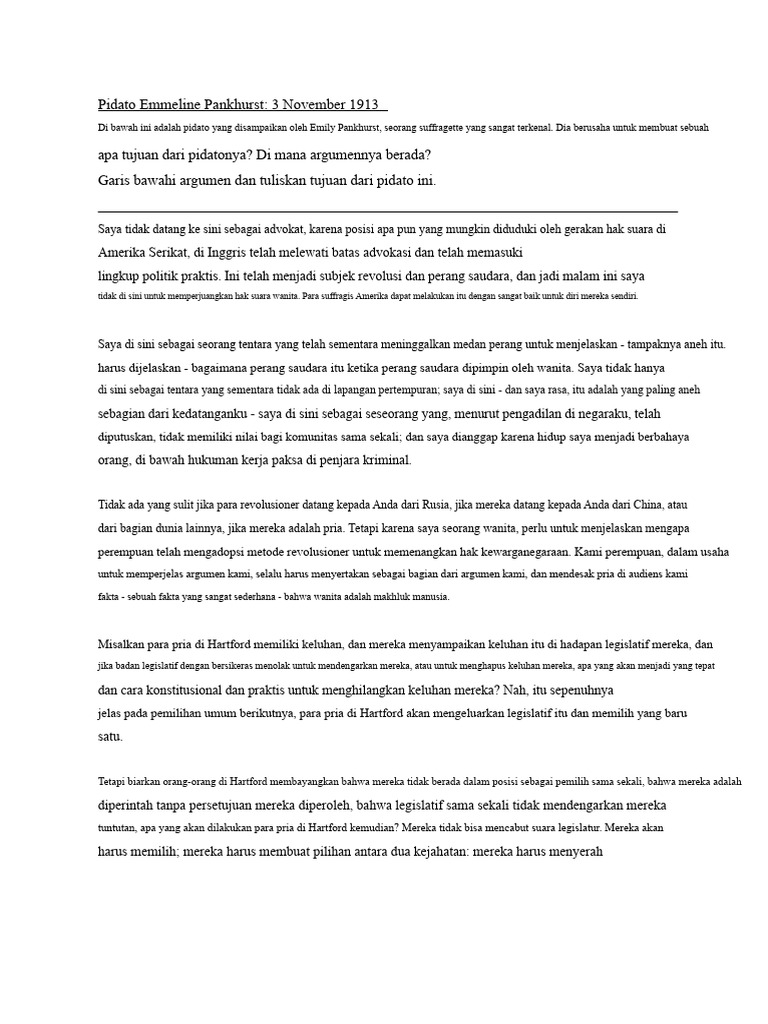 Pidato Emmeline Pankhurst Acc 2 | PDF