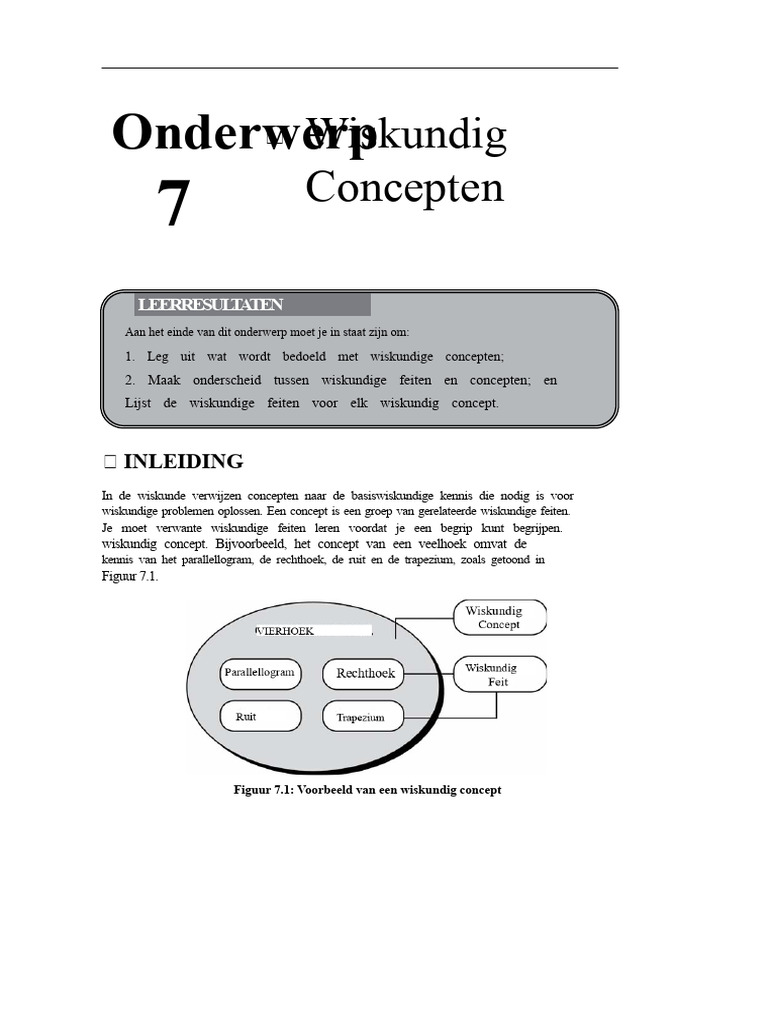 Onderwerp 7 Wiskundige Concepten | PDF