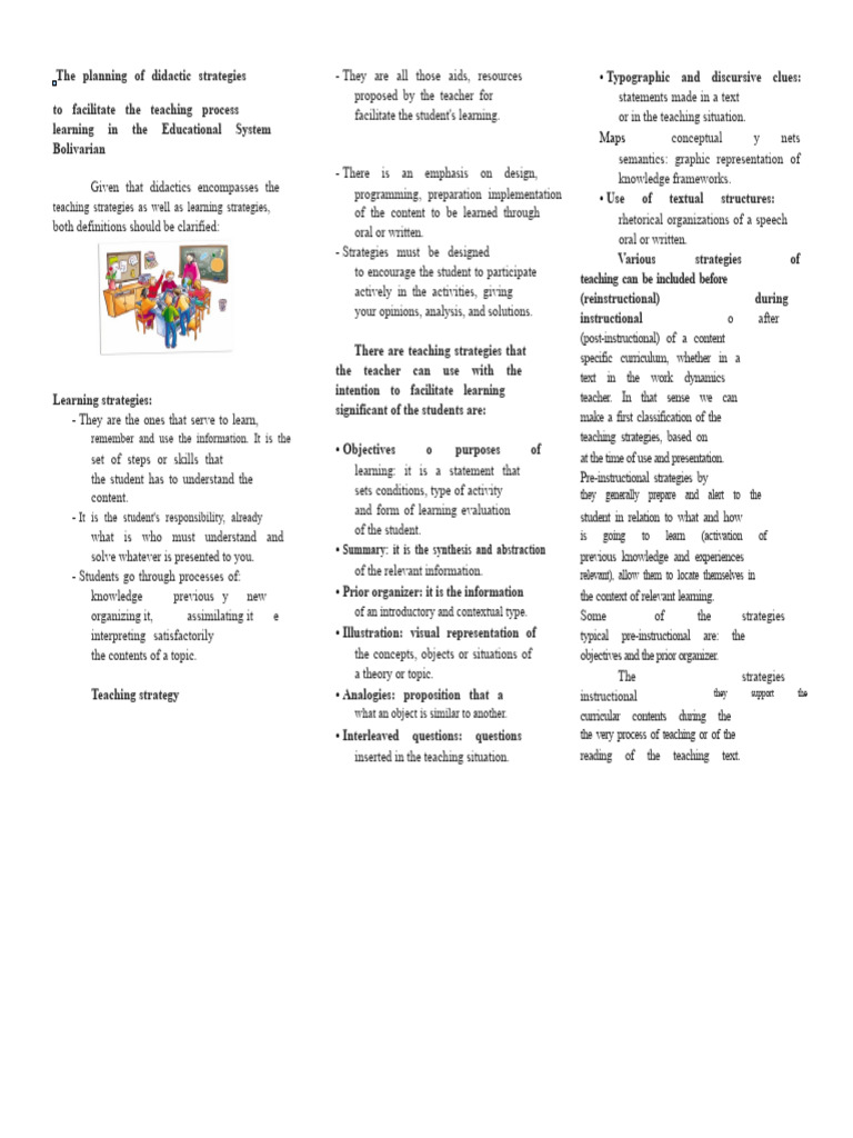 The Planning of Didactic Strategies To Facilitate The Teaching Process ...