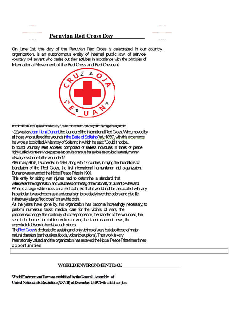 Peruvian Red Cross Day Celebration | PDF | International Red Cross And ...