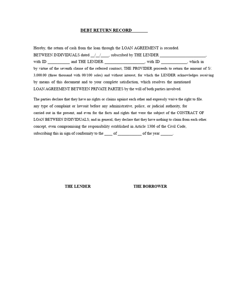 Loan Return Act | PDF