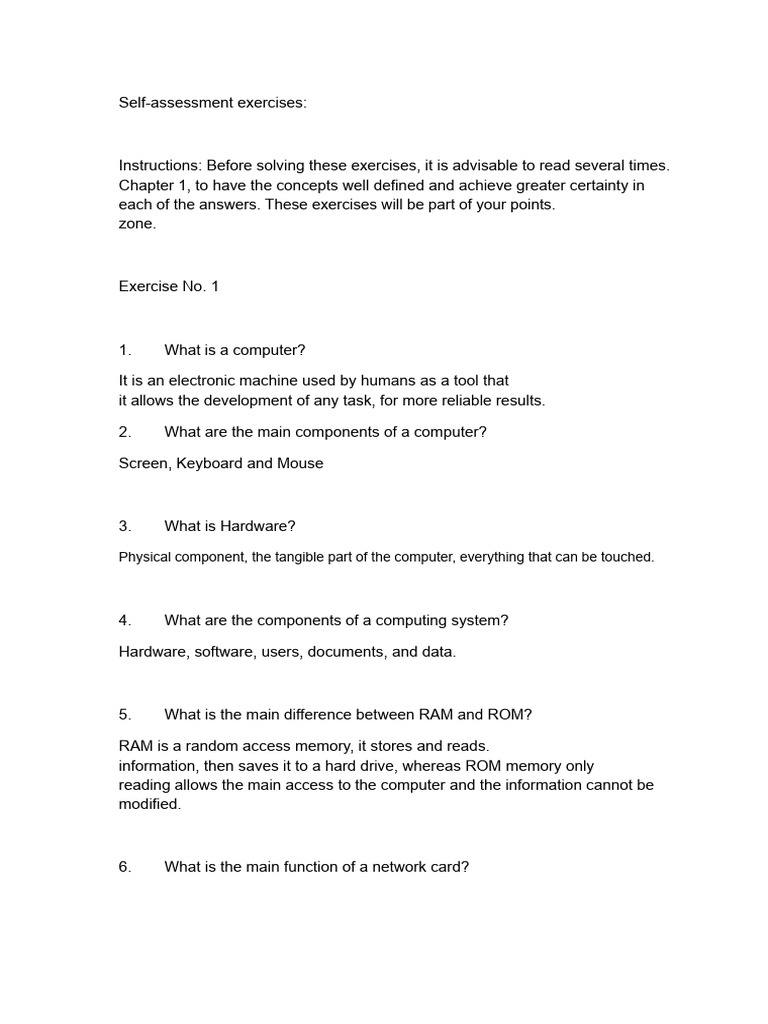Self-assessment exercises | PDF | Computer Data Storage | Window ...
