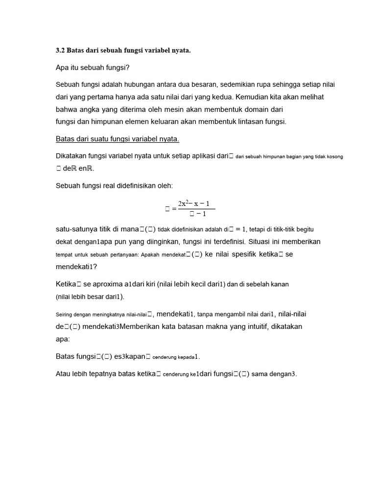 Batas Fungsi Variabel Nyata dan Contoh | PDF
