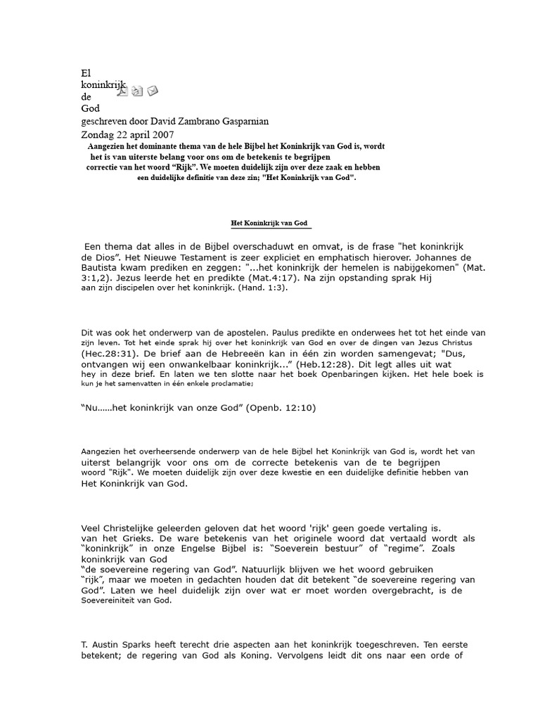 Het Koninkrijk Van God | PDF