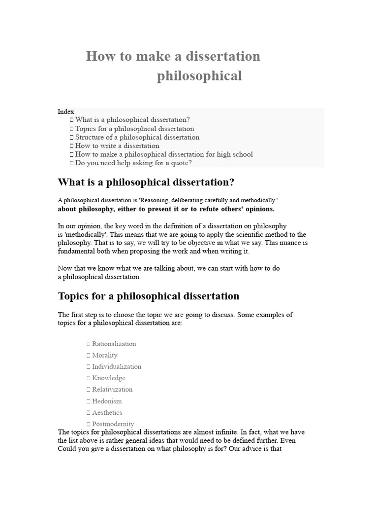 Writing a Philosophy Dissertation Guide | PDF | Thesis | Reason